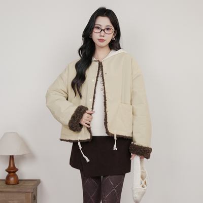 jessyline冬小个子洋气加绒保暖两面穿外套女