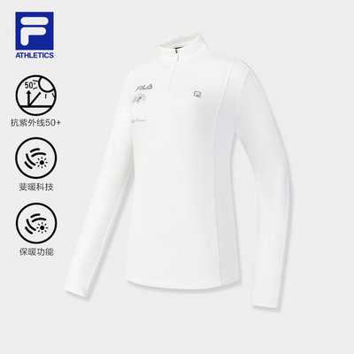 FILA 斐乐官方女子针织长袖上衣2025冬新款加绒防晒TA11W546204F
