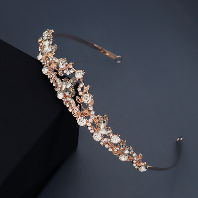 Hair headband with water droplets and diamond studded crown