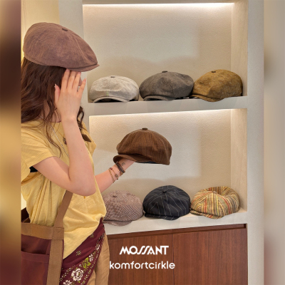 主推款 MOSSANT 做旧条纹经典纯色报童帽 26新款云朵帽短檐鸭舌帽