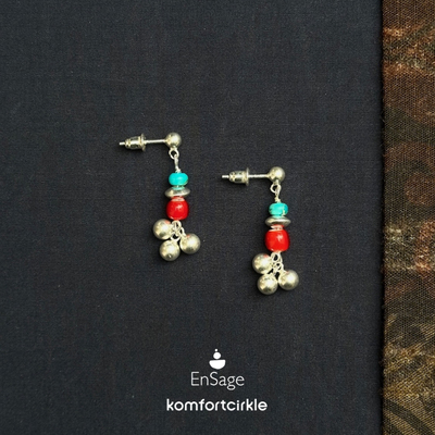 自留推荐 ENSAGE/APT702 松珊小铃耳环 925银琉璃珠绿松石耳钉