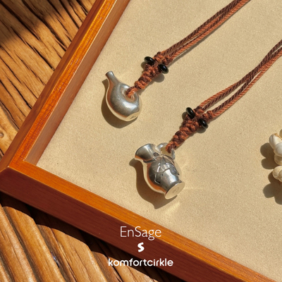 明星款 ENSAGE 雕刻酒壶项链 纯银高级复古气质编织吊坠毛衣链