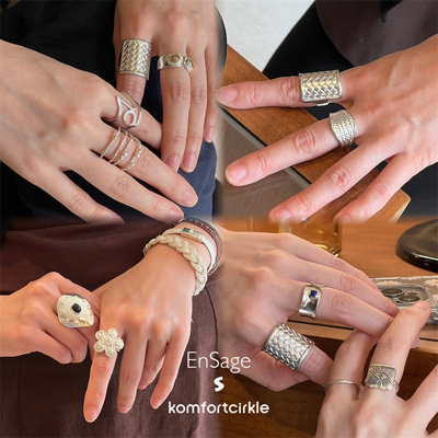 ENSAGE/APT702 925银高级质感简约中性百搭戒指编织盾牌宽戒叠戴