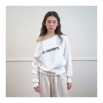 若若韩代正品直邮nocontent25秋冬boat neck船领字母卫衣内搭打底