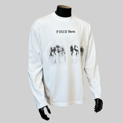 【虚影印花】美式休闲设计感小领口宽松字母印花长袖T恤潮流