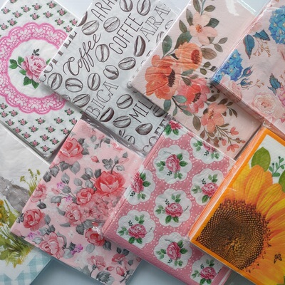 500g Floral Xmas Paper Napkins Decoupage 1斤蝶骨巴特餐巾纸巾