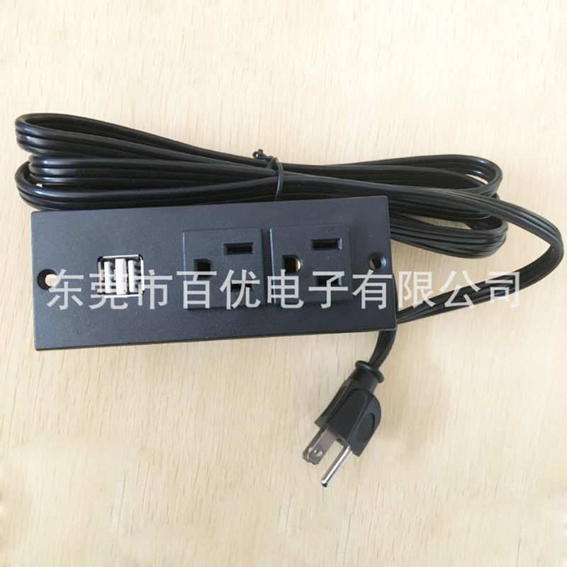 美式两位插座带双USB 美规认证插座 酒店家具插座 床头USB插座