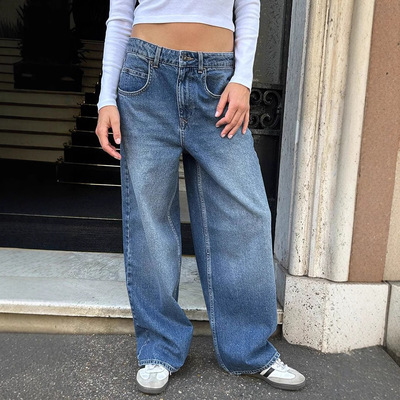 Straight leg pants high waisted women jeans高腰显瘦牛仔裤女