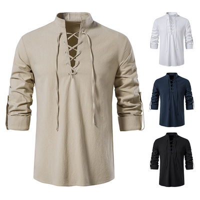 Long sleeved Henry shirt men stand up collar shirt男立领衬衫