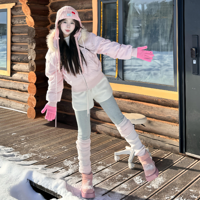 灰色加绒高腰显瘦螺纹连脚打底裤