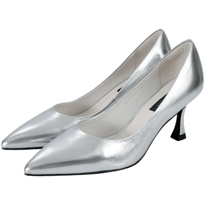 MARYLING银色真皮细跟高跟鞋