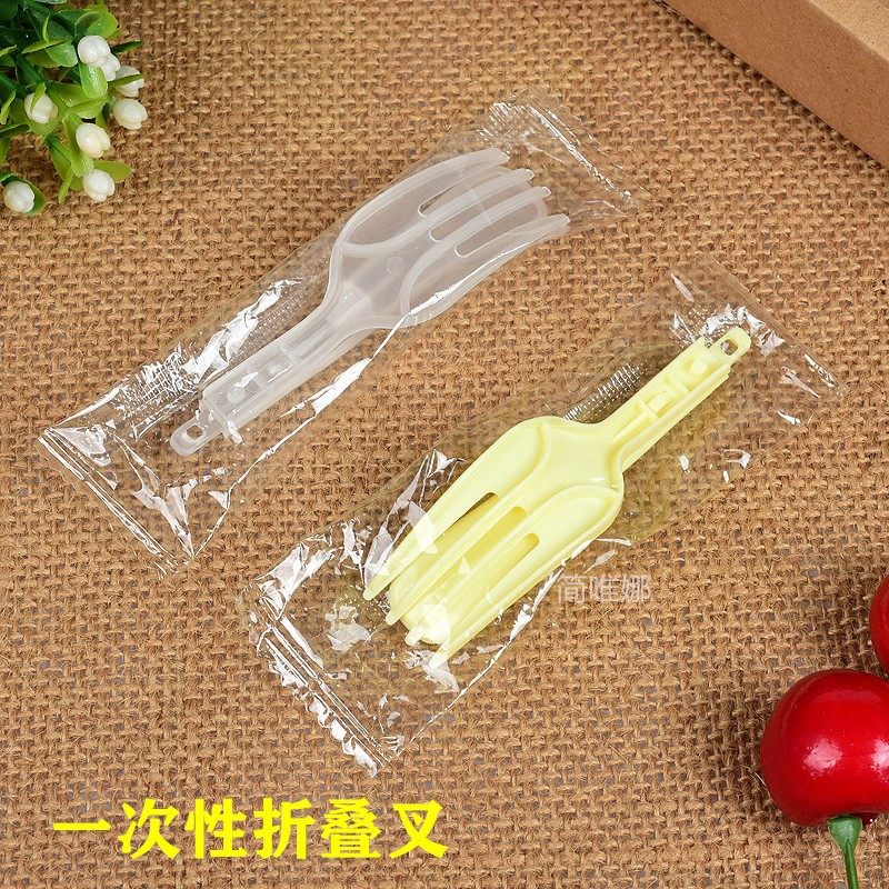 泡面叉一次性折叠叉蛋糕叉加厚独立装方便面叉子甜品叉沙拉意面叉