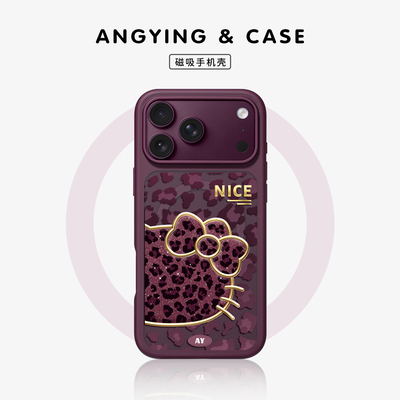 ANGYING× 金边猫咪适用iPhone18Promax手机壳新款磁吸Fo4苹果17pro保护套潮牌超薄17pm高级感网红全包可爱女