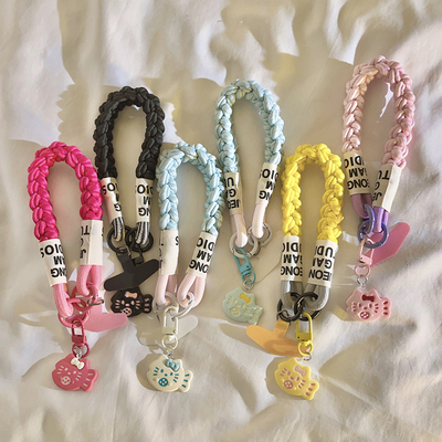 可爱ins立体吊坠鱼形KT猫挂件编织手工挂绳适用手机壳创意手机钥匙扣ccd配饰便携手腕带手环耳机套卡通女款