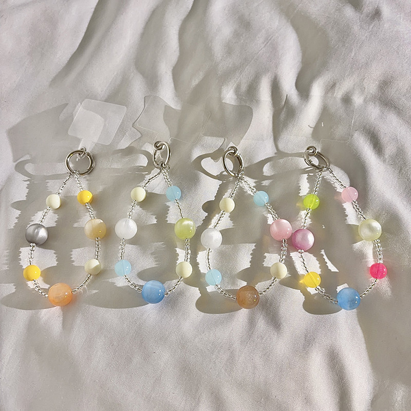 多巴胺彩色串珠手机链手链式适用于手机壳DIY多功能创意挂饰品百搭ins风少女心短款手腕带通用ccd便携挂绳938