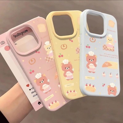 面包轻松熊适用于小米15/14手机壳红米k80/k70pro 新款防摔redmi13R 软硅胶note12/11Tpro 时尚女civi3软套