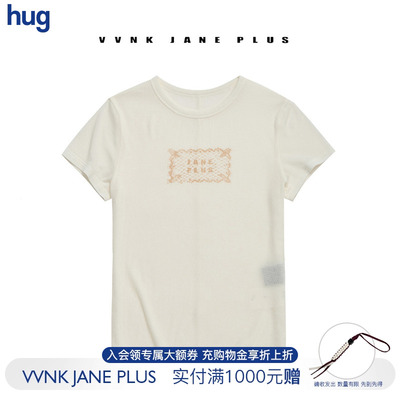 【VVNK JANE PLUS】hug 2026早春新款蕾丝印花正肩T恤