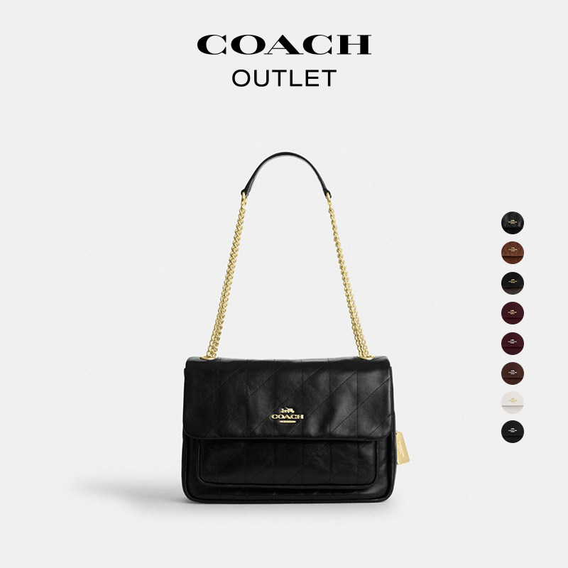 【新品】COACH/蔻驰奥莱女士牛皮革ELODIE翻盖单肩包斜挎包通勤