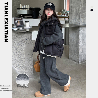 秋冬季潮酷大儿童羽绒马甲三件套