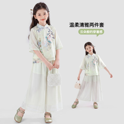 女童夏季中式汉服两件套薄款透气