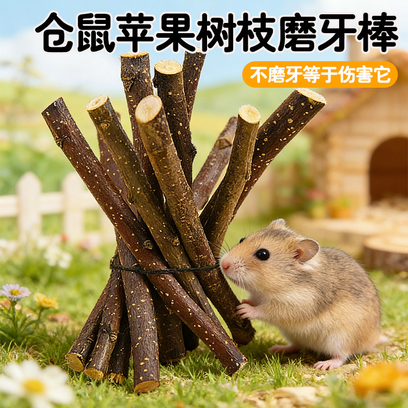 冠之亚仓鼠苹果树枝磨牙棒零食不磨牙等于伤害它鼠类零食用品