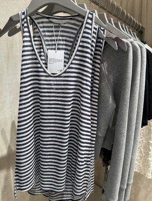 VM NY NB UR2026夏休闲撞色水洗条纹挂脖纽扣无袖背心吊带女ins潮