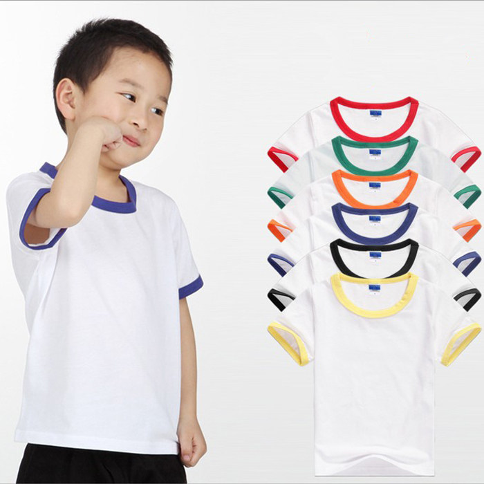 新款儿童纯棉T恤定制短袖学生班服活动运动会衣服小孩圆领印logo