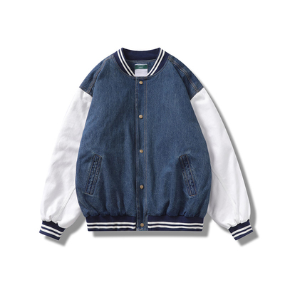 Camdrce × Drive Straight联名水洗牛仔拼接棒球服棉服厚外套2.0