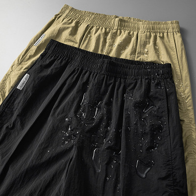 DRIVESTRAIGHT 23SS夏季宽松防泼水速干透气纯色刺绣休闲短裤DSTR