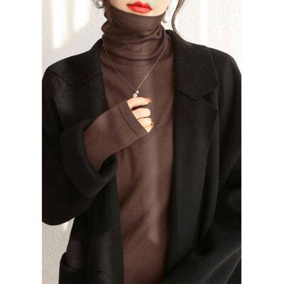 Di Duui春高领长ERN袖织女底衬针衫季2025新风格慵懒风格配绿色右