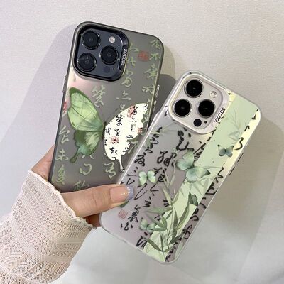 iPhone15国风书法蝴蝶彩银苹果13小众华为PURA90创意OPPORENO16硬17ProMax适用14PLUS高级感手机壳红米K90MAX
