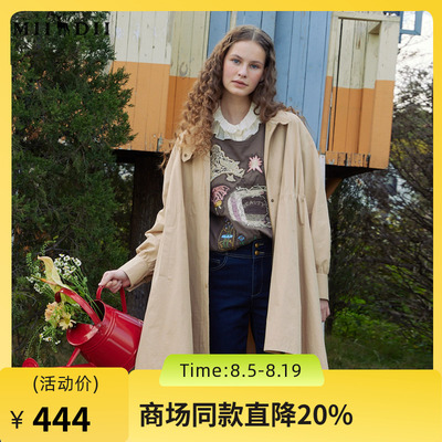 谜底设计感风衣女2024春季新款时尚立领A型前短后长外套241ME0124