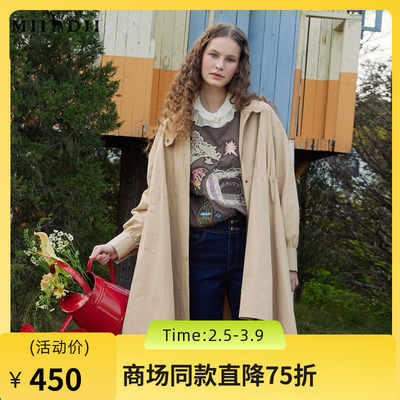 谜底设计感风衣女2024春季新款时尚立领A型前短后长外套241ME0124