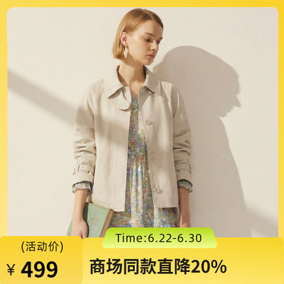 谜底翻领短款风衣外套女2025秋季新款通勤风设计感外套257MW7837