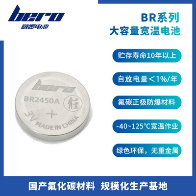 BR2450A一次性纽扣电池  汽车钥匙 电脑主板 纽扣电池