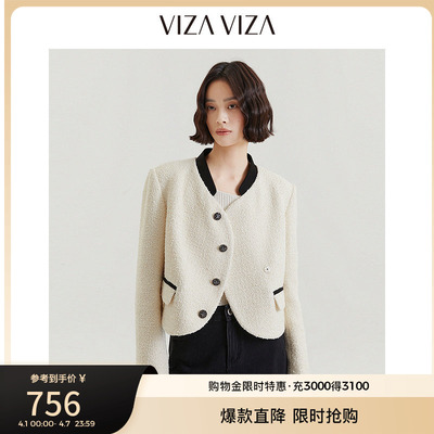 VIZA VIZA 秋季新款法式小香风气质优雅通勤长袖短外套女