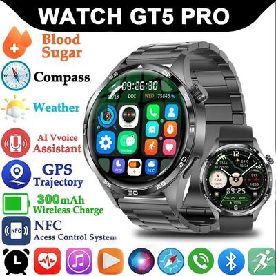 For GT5 Pro GPS NFC Smart Watch Men 360*360 AMOLED Screen He