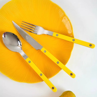 法国sabre新款黄色刀叉勺