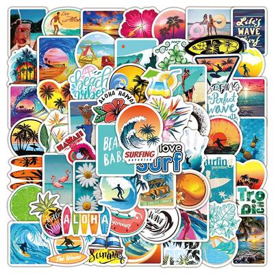 30/50/100PCS Hawaii Summer Surfing Stickers Tropical Beach S