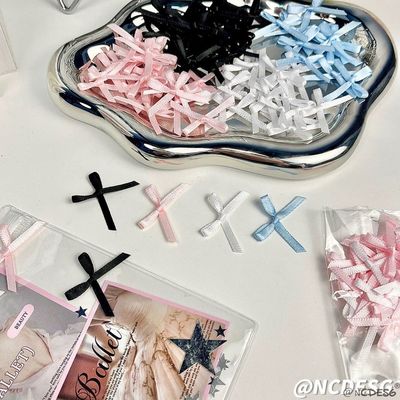 白粉黑蓝可爱迷你丝带蝴蝶结少女diy装饰打包材料高颜值配件辅料