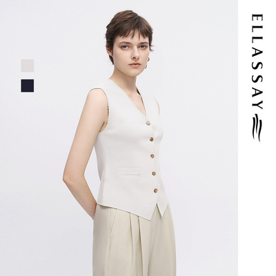 ELLASSAY歌力思早春新款时尚简约纯色针织绅士马甲女EWW341M05100