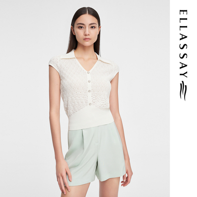 ELLASSAY歌力思夏季新款雅致POLO领毛针织衫女EWE352M05000