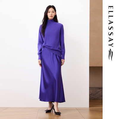 ELLASSAY歌力思26早春新款100%山羊绒两件套连衣裙女EWF371Y01900