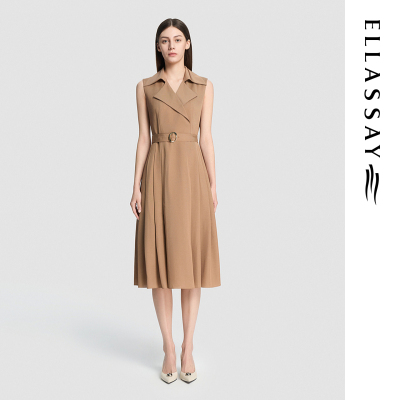 ELLASSAY歌力思2026夏季新款绵羊毛金属环扣连衣裙女EWD372Y00500