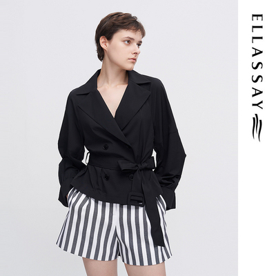 ELLASSAY歌力思2026早春新品通勤休闲系带短款风衣EWE341F01000