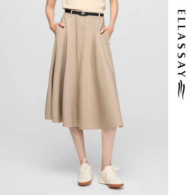 ELLASSAY歌力思春季新款棉简约百搭高腰A字半身裙女EWW361Q00200