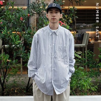 条纹复古日系休闲宽松免烫衬衣