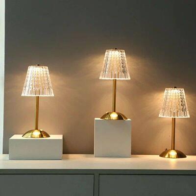 3 Colors LED Crystal Table Lamp Dimmable Bedside Night