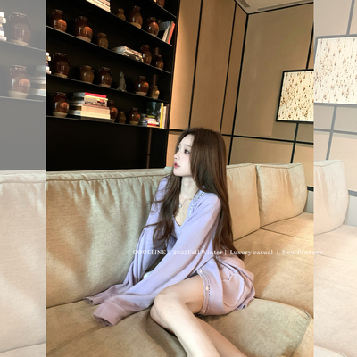 COOLLINE林子熙薰衣草紫针织衫