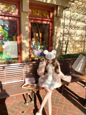 COOLLINE林子熙樱花粉环保皮草